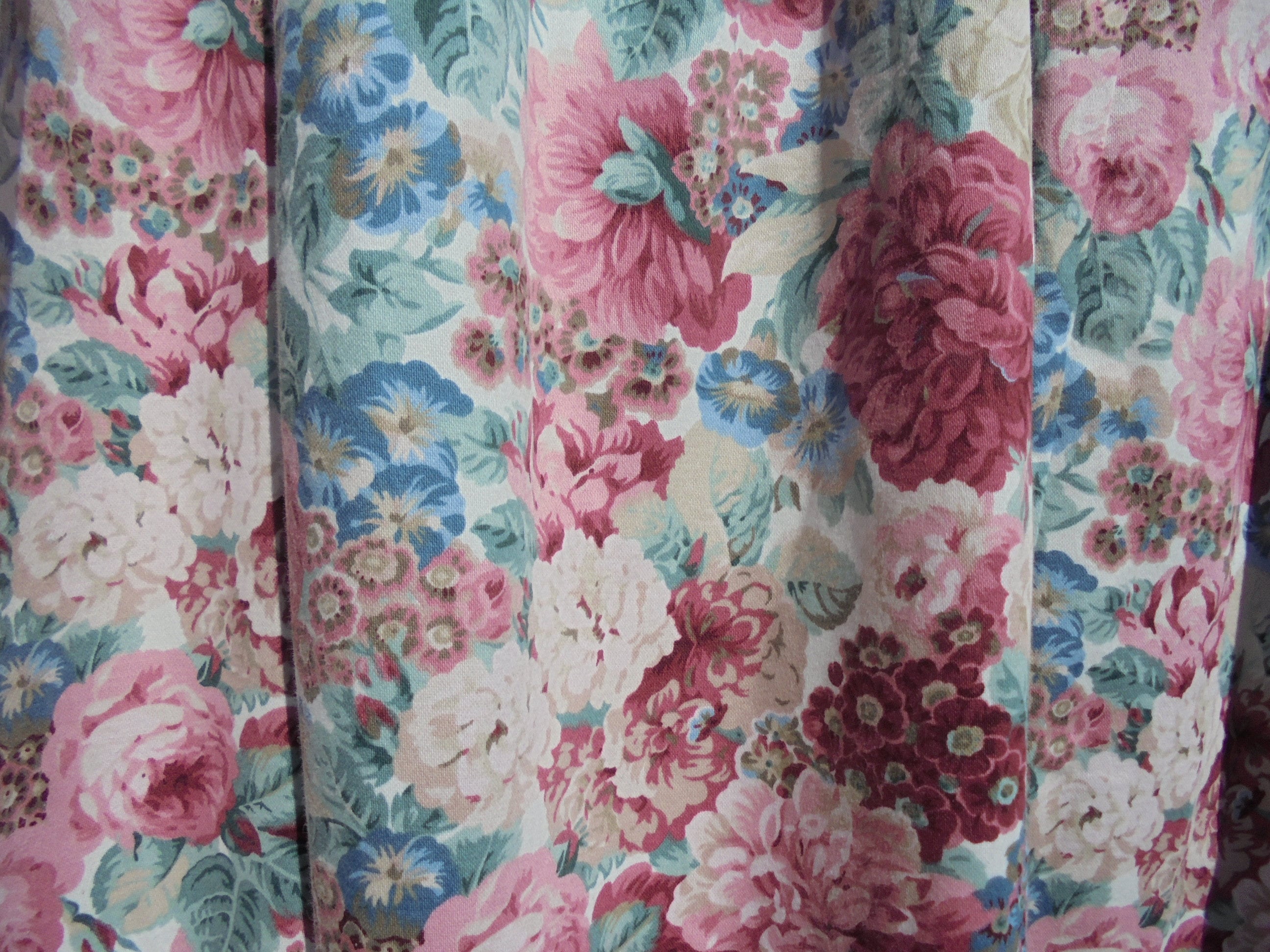 Vintage Sanderson Cotton Floral Curtains 'Rose and Peony'Made in ...