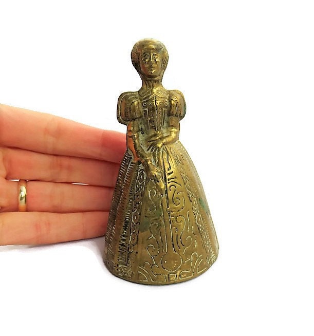 Vintage English Brass Lady Bell Elizabethan Lady.Old Brass Bell.Office ...