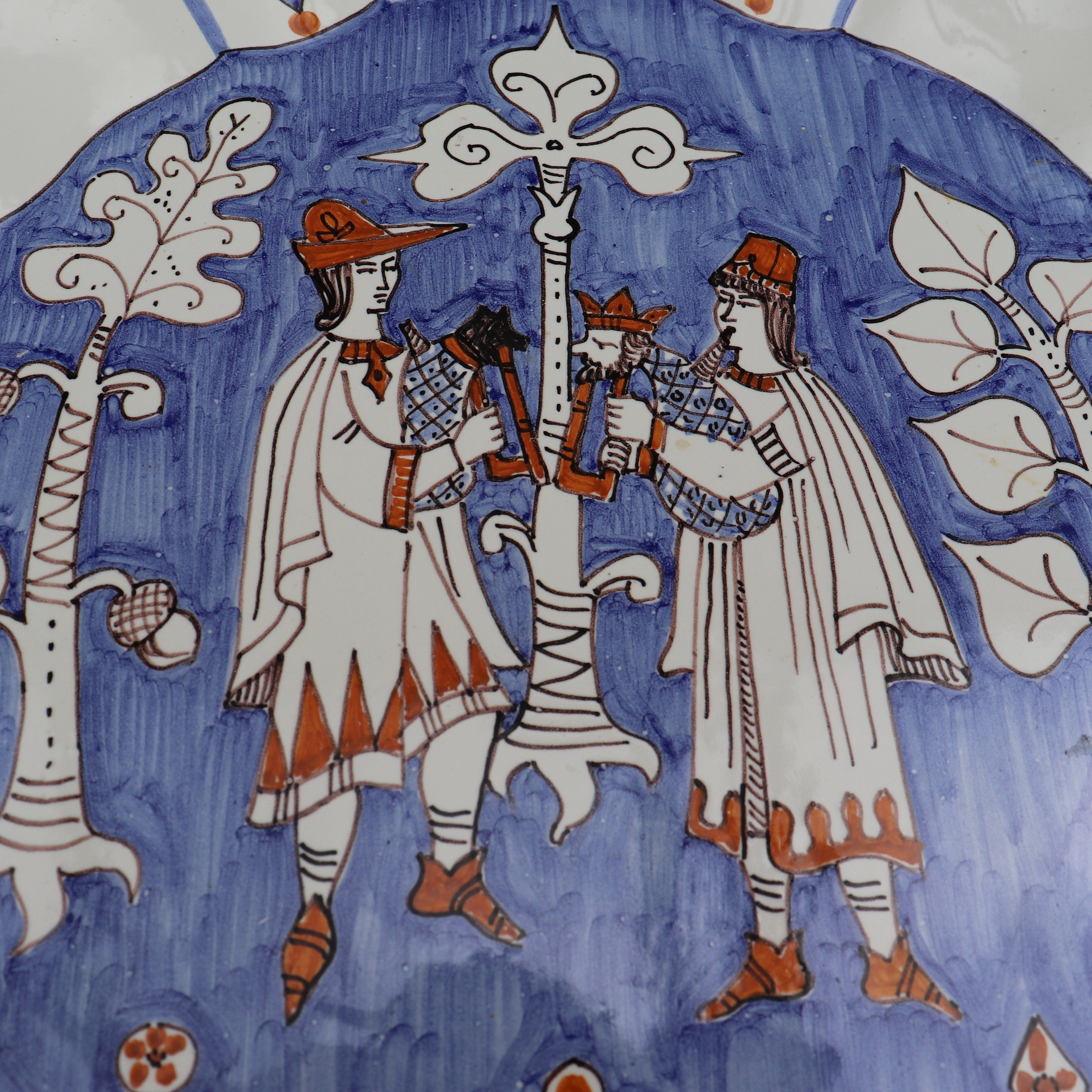 Italian Ceramic Hand Painted Wall Plate By Rampini Gubbio With Medieval ...