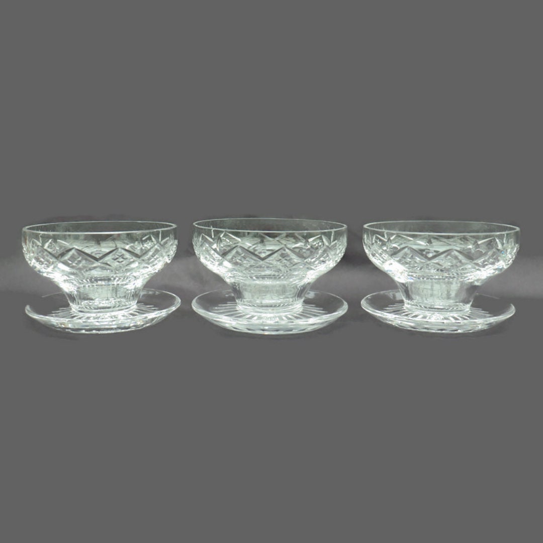 Art Deco Stuart Crystal Footed Dessert Bowls on Base Glengarry Pattern ...