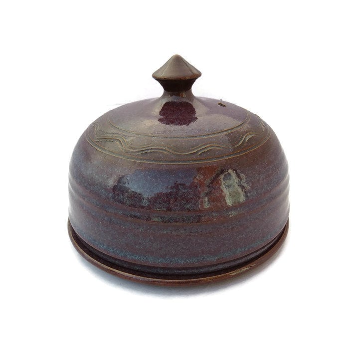 Studio Pottery Cheese Dome Purple and Blue Glaze.Mid Century Modern ...