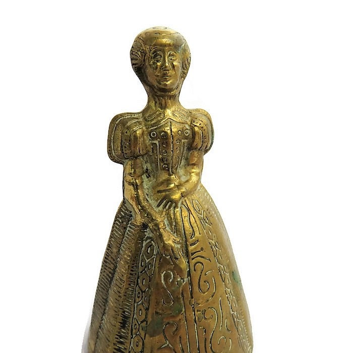Vintage English Brass Lady Bell Elizabethan Lady.Old Brass Bell.Office ...