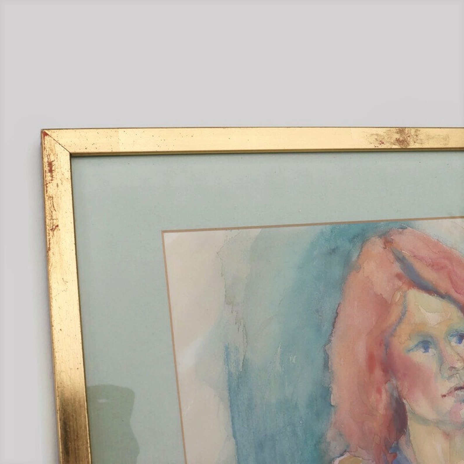Large Mid Century Watercolour Painting of a Lady Signed Ann Blake 1975 ...