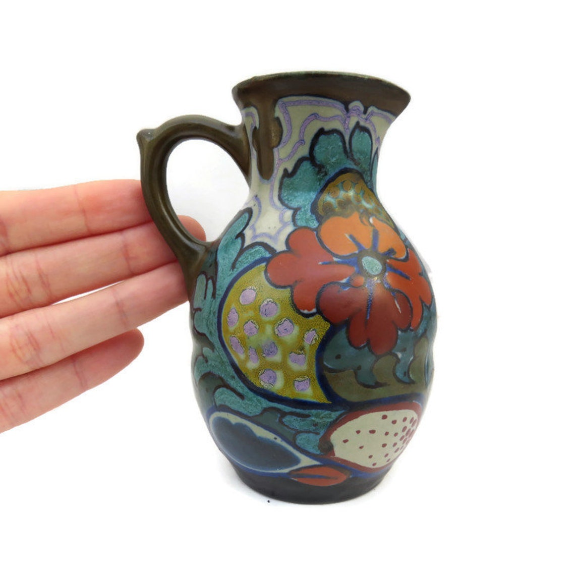 Small Gouda Pottery Nova Pattern C 1920's Pitcher Jug Vase - Etsy