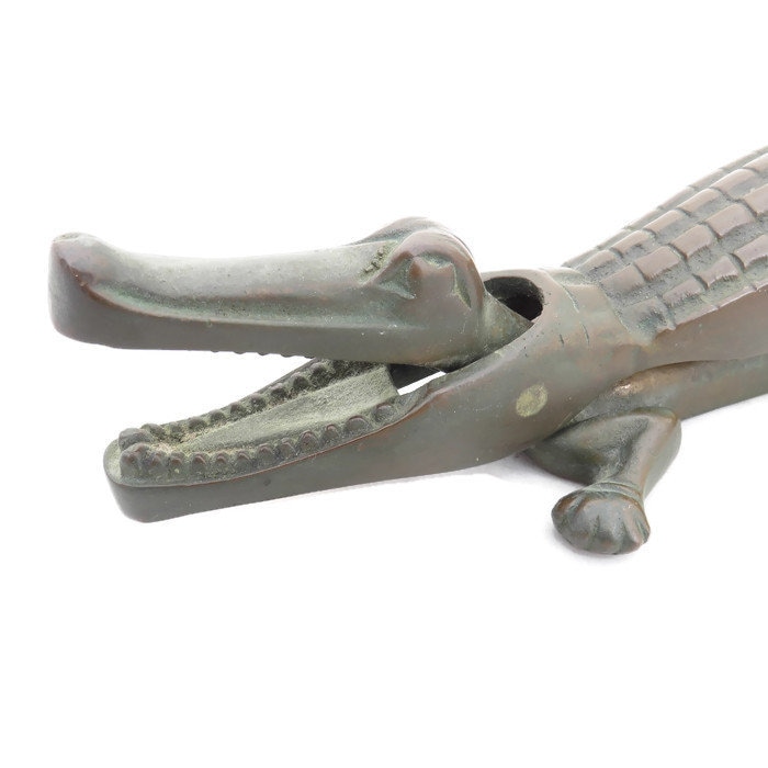 Vintage Large Heavy Bronze Crocodile Nutcracker Ornament 1.7 kg