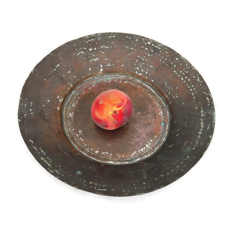 Rustic French Copper Tin Charger Wall Plate .Decorative Copper Bowl ...