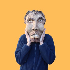 Large Grotesque Clay Male Face Mask Sculpture (16 Inch) - Etsy