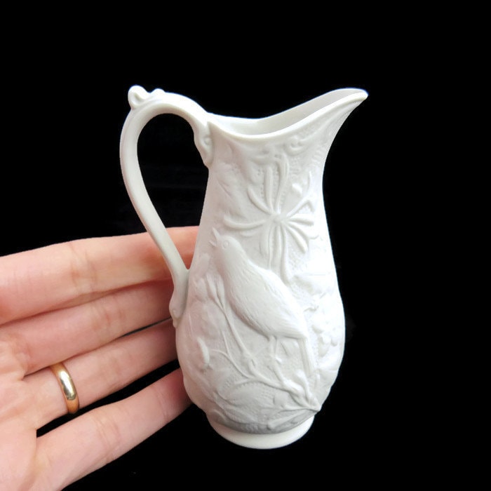 Portmeirion Parian Ware ''Nightingale'' White Milk Jug Creamer.White ...