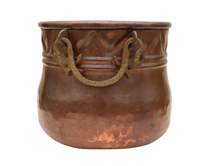 Vintage Middle Eastern Copper Jardiniere With Handles, Rustic Copper ...