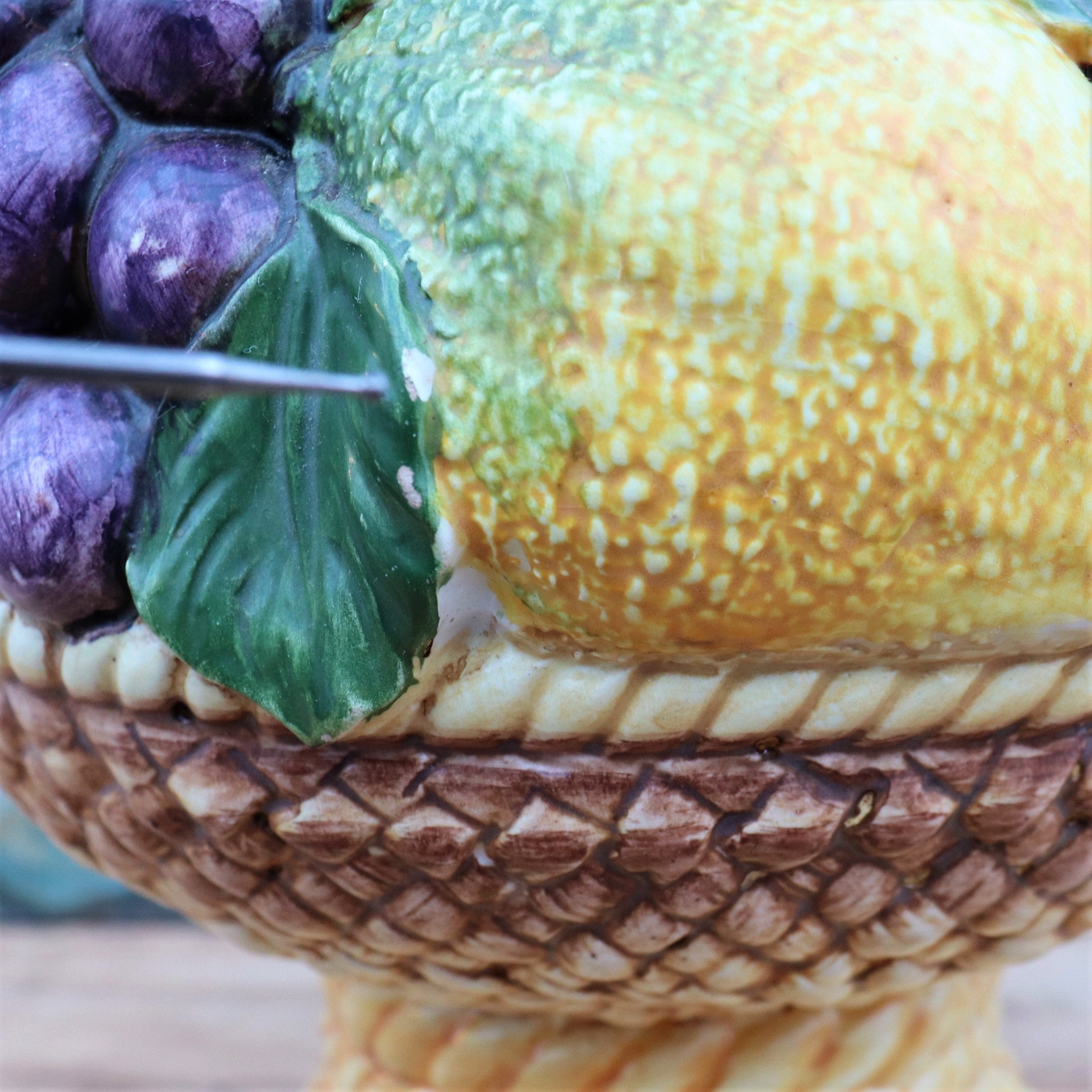 Hand Painted Ceramic Fruit Basket Topiary Table Centrepiece Made in Italy