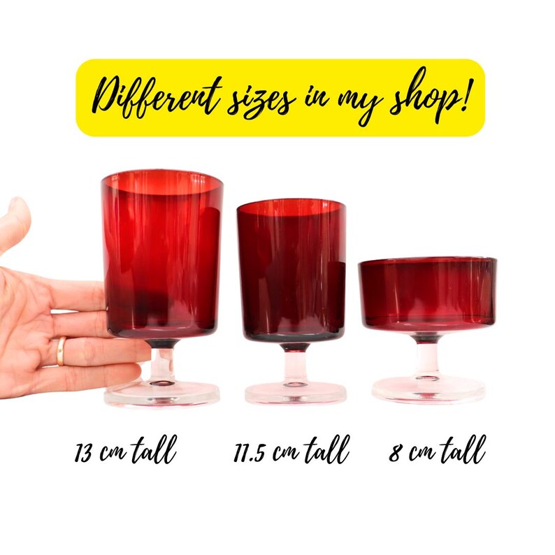 Set of 6 Vintage Luminarc Cavalier Ruby Red Wine Glasses - MCM Barware ...