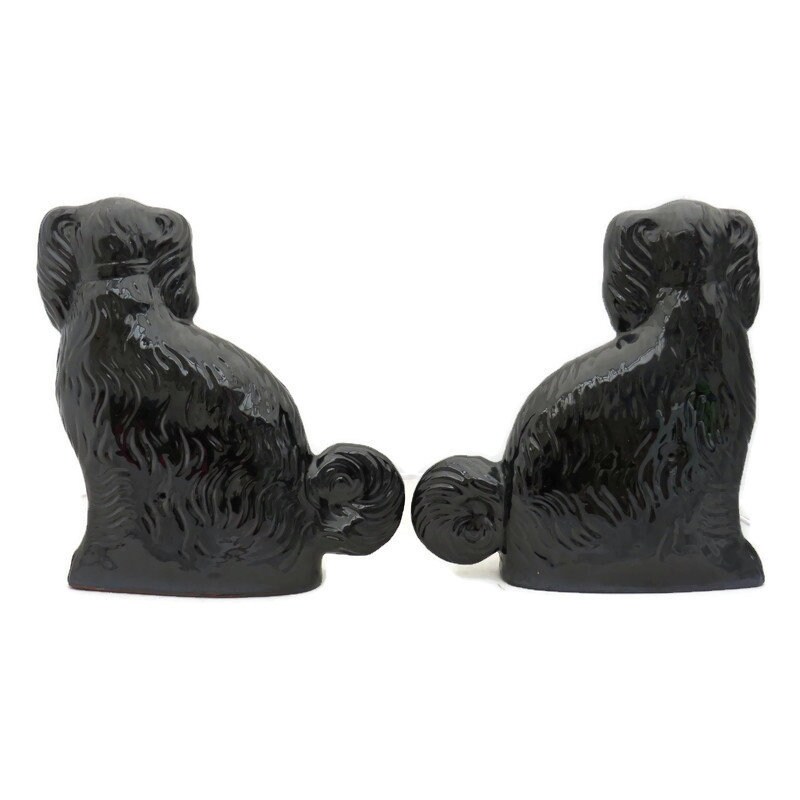 Pair of Rare Black Glaze 'Jackfield' Staffordshire Dogs Pair H 12''.Jet ...