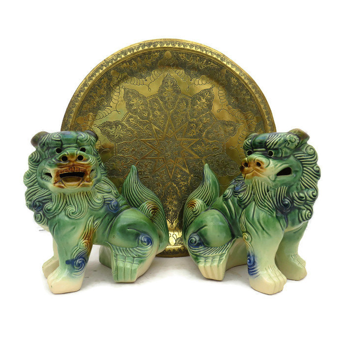 Large Chinese Foo Dog Ceramic Figures Protection Prosperity .Chinese ...