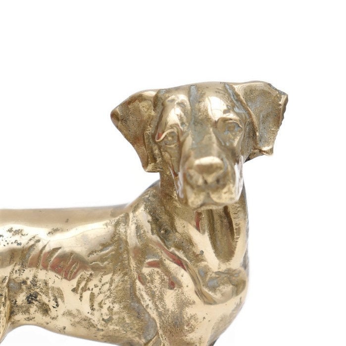 Mid Century Brass Labrador Dog Figurine, Brass Decor.