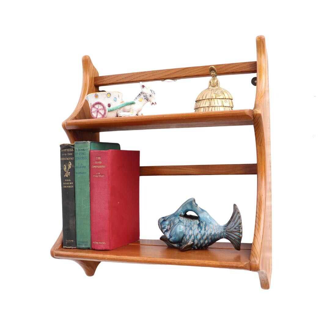 Mid Century Ercol Windsor Elm Wood Wall Book Shelve Rack , Mid Century ...