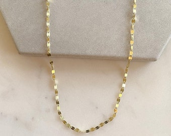14k Gold Mirror Chain Link Necklace - Etsy