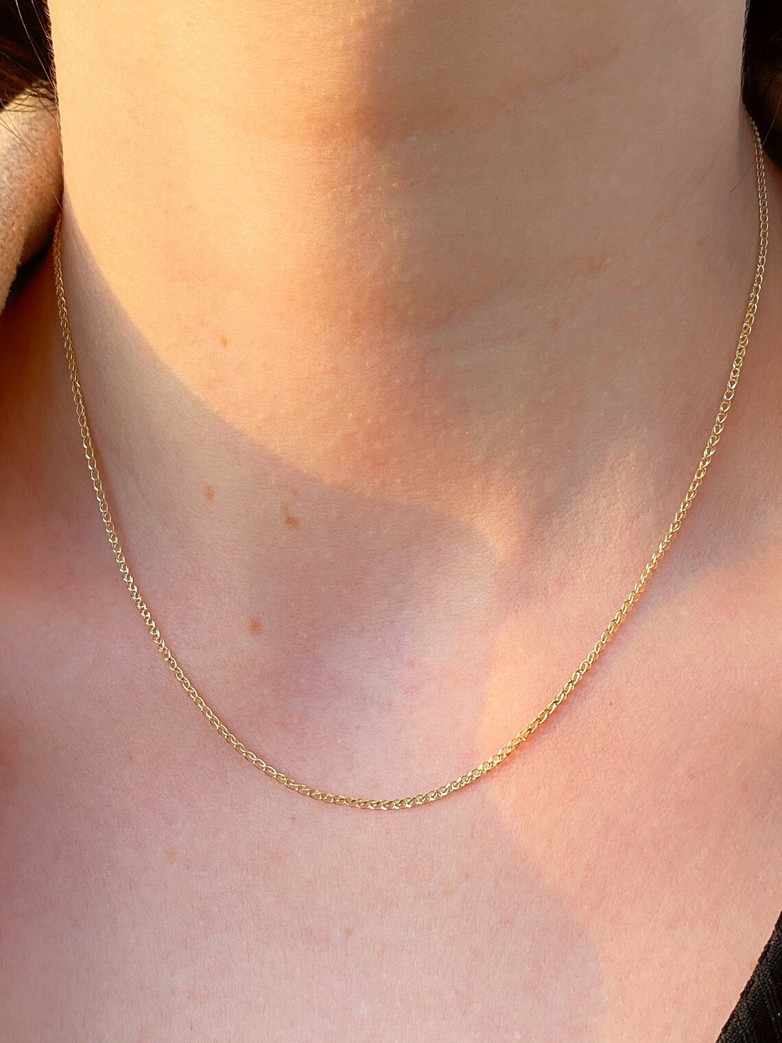 Solid Gold Chain, 14K Gold Wheat Chain Necklace, Dainty Gold Chain ...