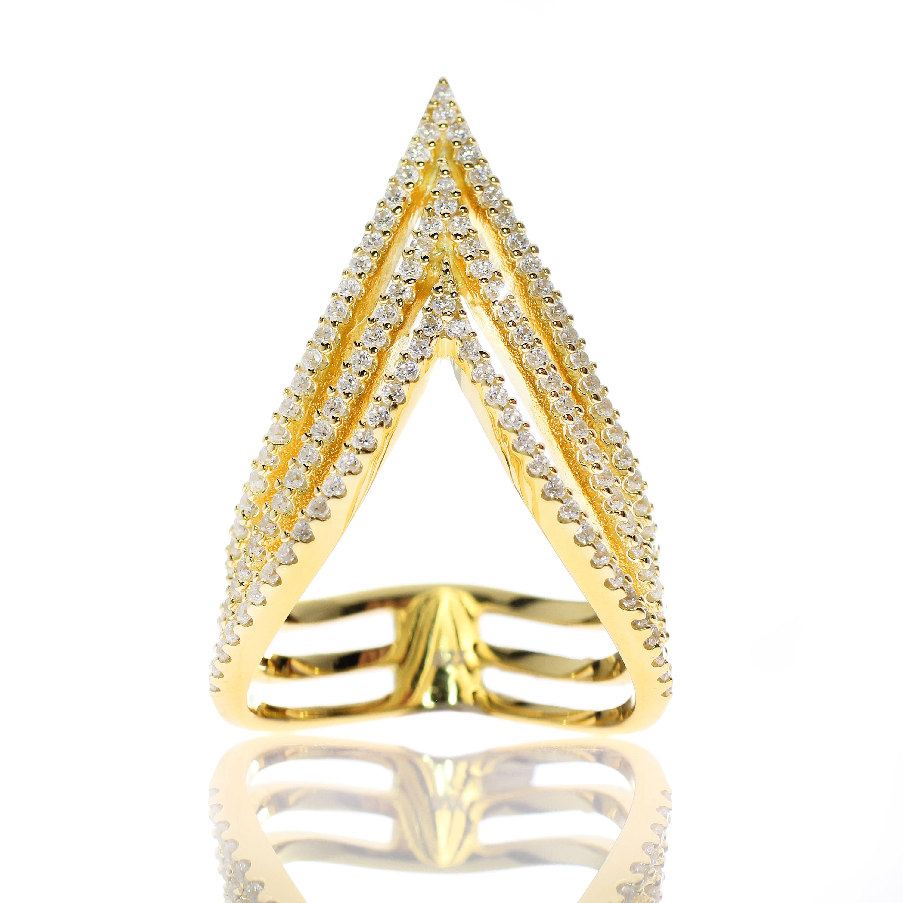 V Shape Ring 925 Sterling Silver Pave Ring Arrow Ring - Etsy