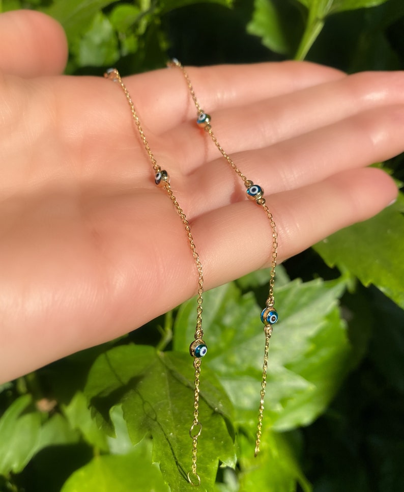 14k Gold Tiny Evil Eye Bracelet Mini Evil Eye Bracelet | Etsy
