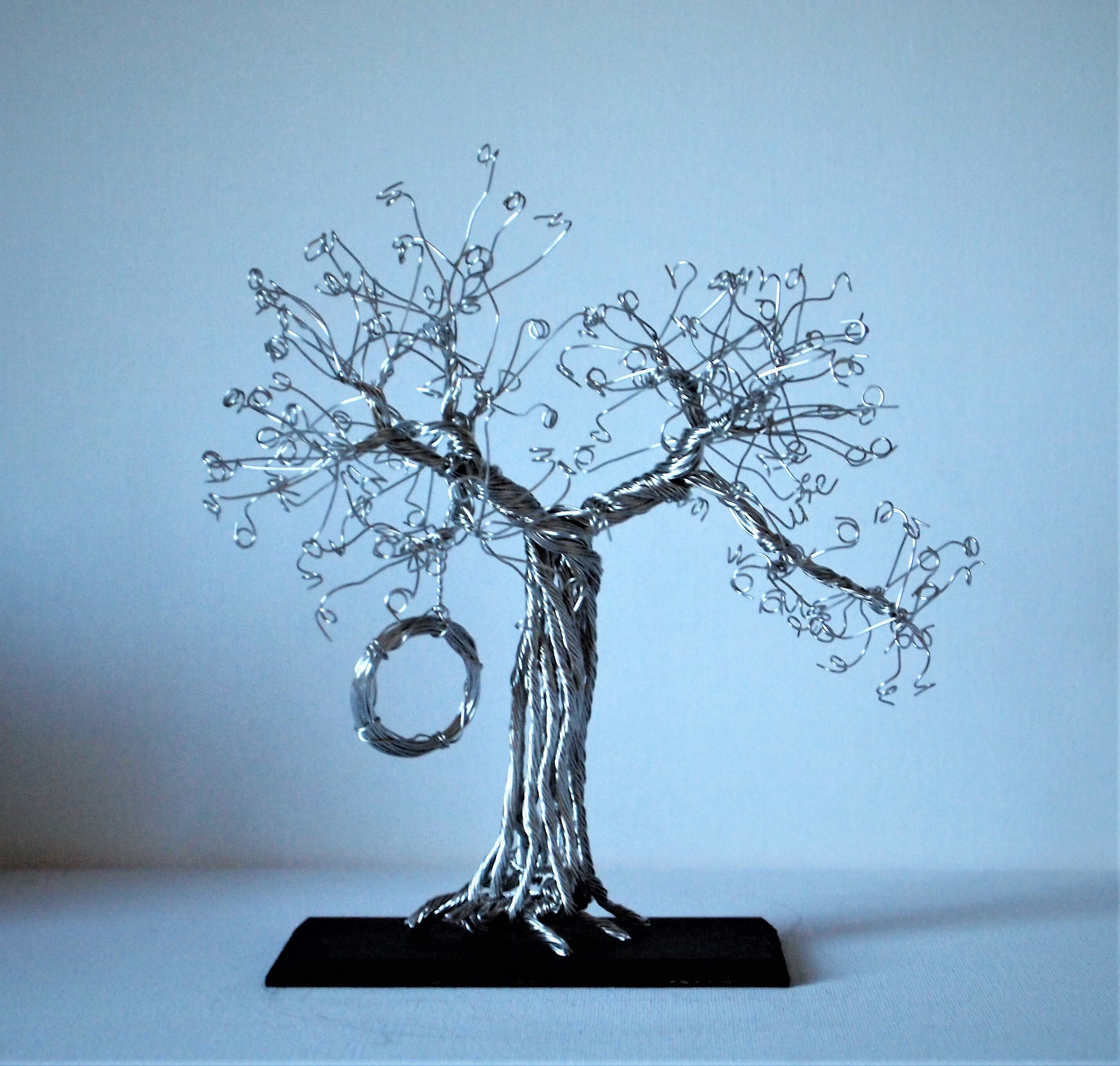 Silver Wire Tree Sculpture With Tyre Swing - Etsy