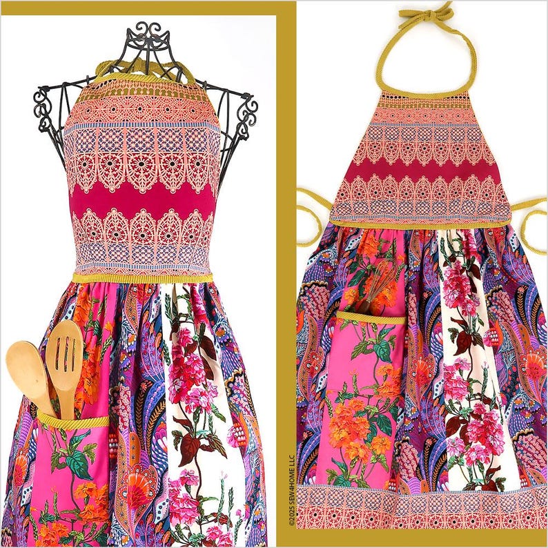 Patchwork Apron With Halter Style Bib Digital PDF Sewing Pattern - Etsy