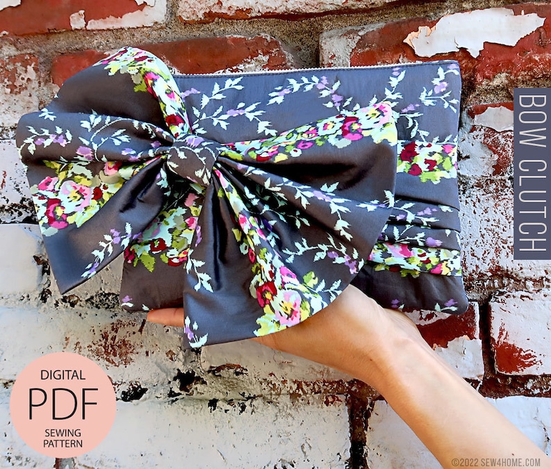 Bow Clutch With Slip-through Pleated Hand Hold – PDF Sewing Pattern - Etsy