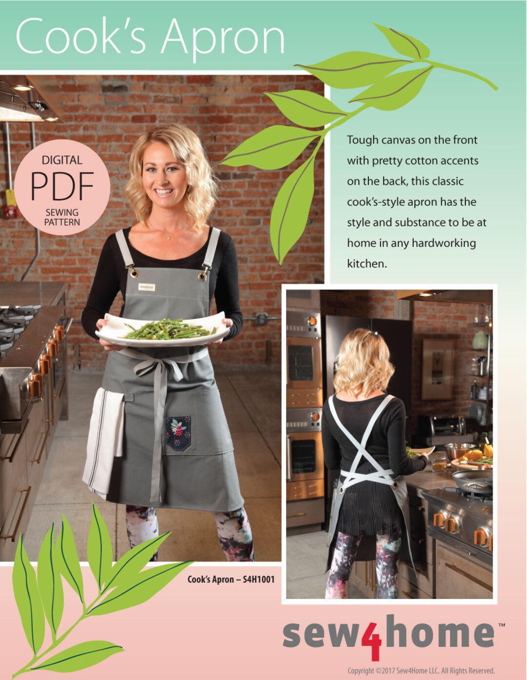 Cook's Apron PDF Sewing Pattern: Classic Long Silhouette - Etsy