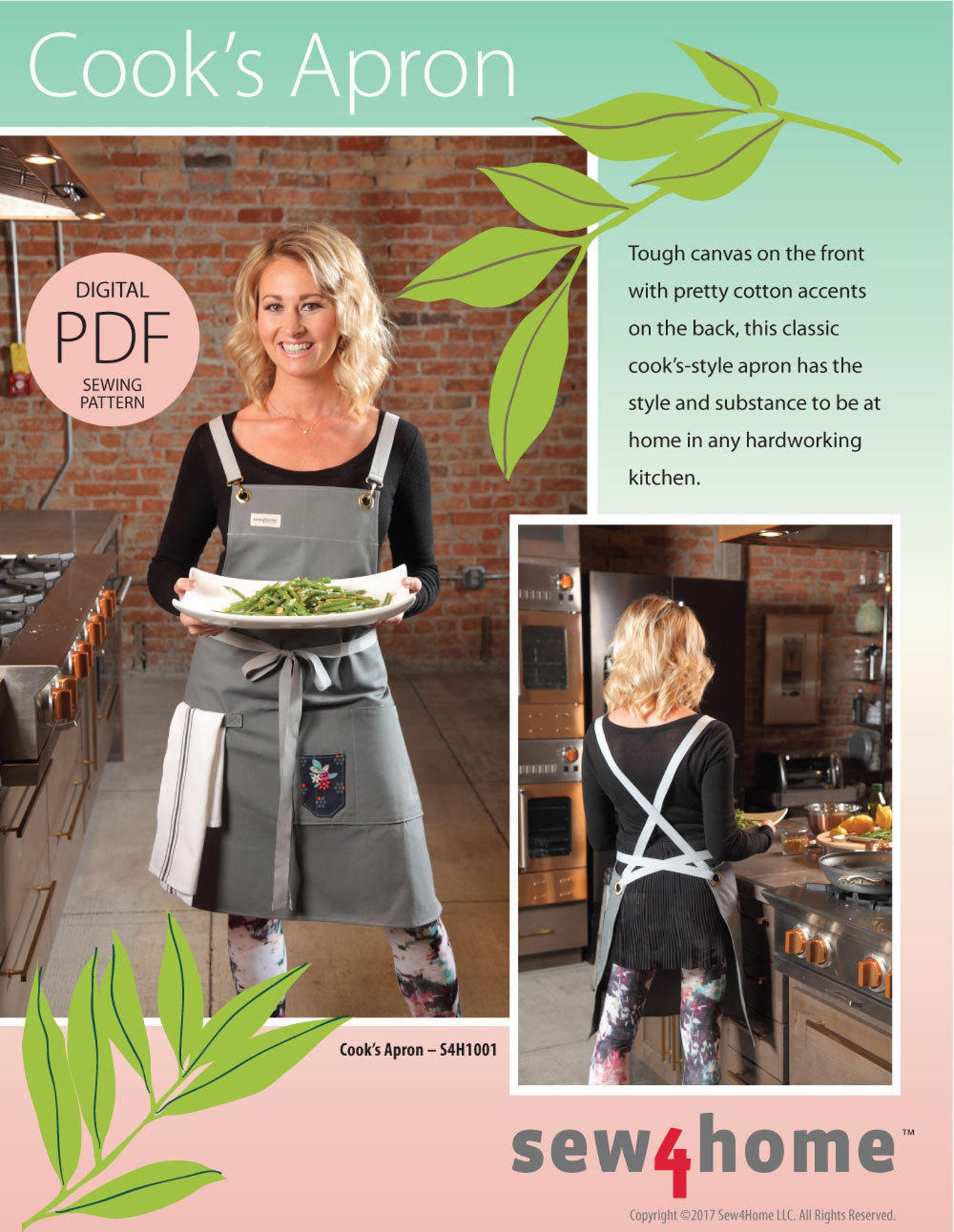 Cook's Apron Digital PDF Sewing Pattern in Classic Long | Etsy