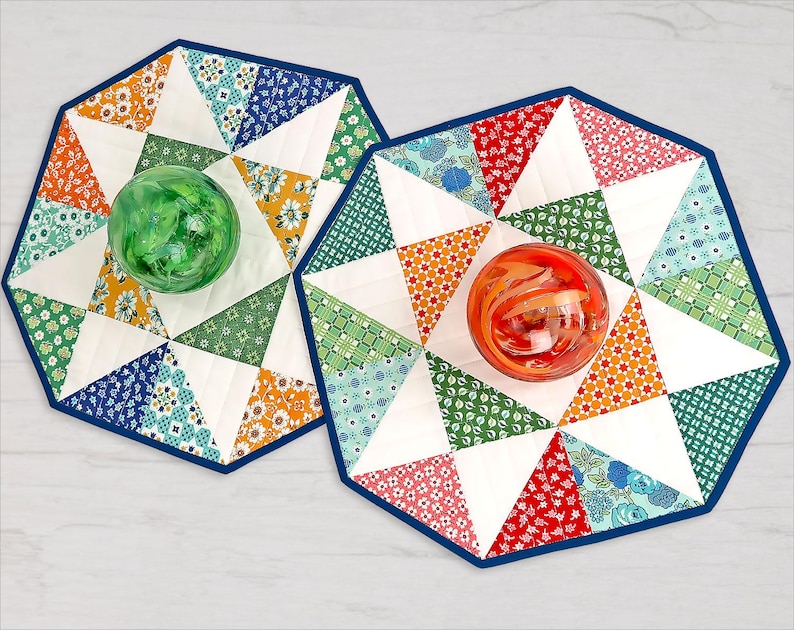 Quilted Octagonal Patchwork Placemats Digital PDF Sewing Pattern - Etsy