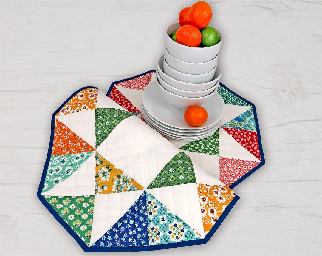 Quilted Octagonal Patchwork Placemats Digital PDF Sewing Pattern - Etsy