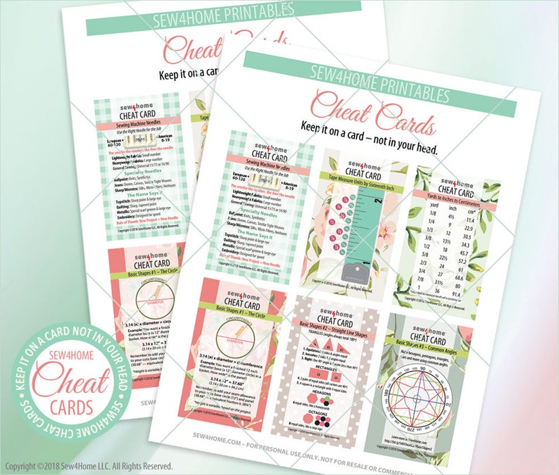 Sewing Cheat Cards: Measuring, Converting Tips (PDF Download) - Etsy