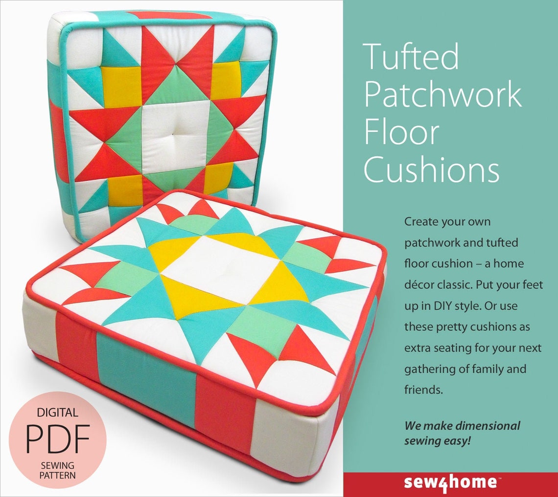 Tufted Patchwork Floor Cushions Digital PDF Sewing Pattern - Etsy