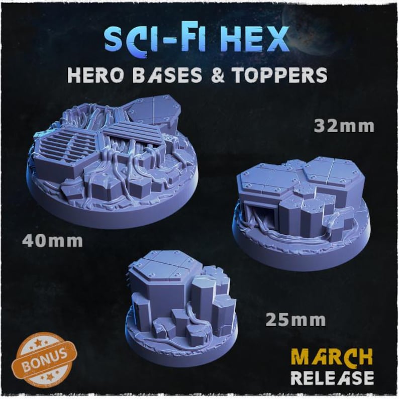Sci Fi Hex - Warhammer/aos/miniature Bases - Etsy