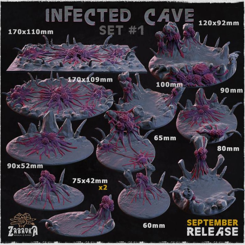 Infected Cave Resin 3D Printed Bases for Warhammer, AOS, Wargaming With ...