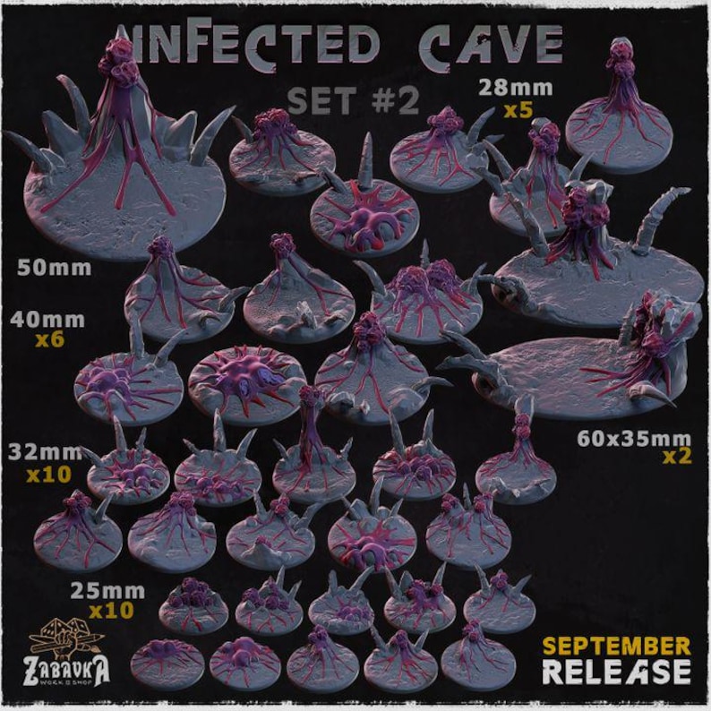 Infected Cave Resin 3D Printed Bases for Warhammer, AOS, Wargaming With ...