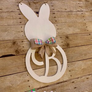 Monogram Bunny Wooden Door Decor, Spring Wooden Door Decor, Easter Door ...