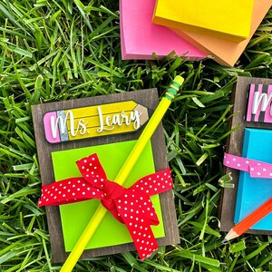 Teacher Sticky Note Holder, Personalized Teacher Gift, Custom Teacher ...