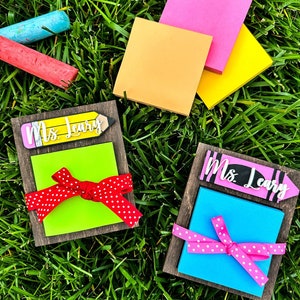 Teacher Sticky Note Holder, Personalized Teacher Gift, Custom Teacher ...