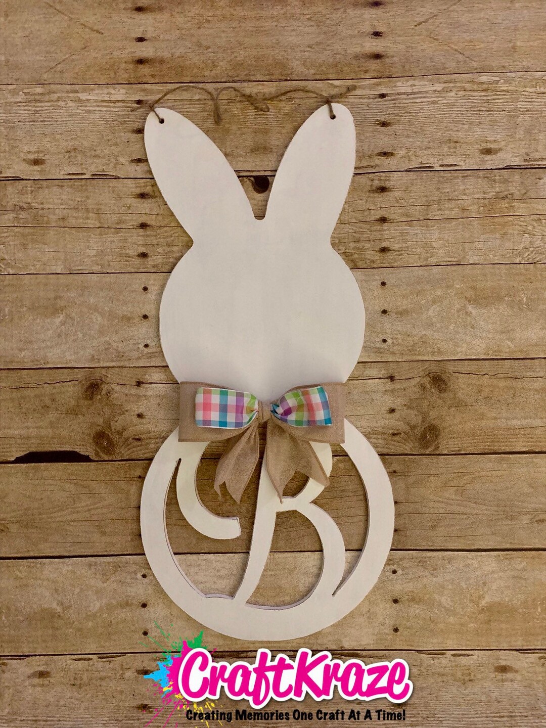 Monogram Bunny Wooden Door Decor, Spring Wooden Door Decor, Easter Door ...