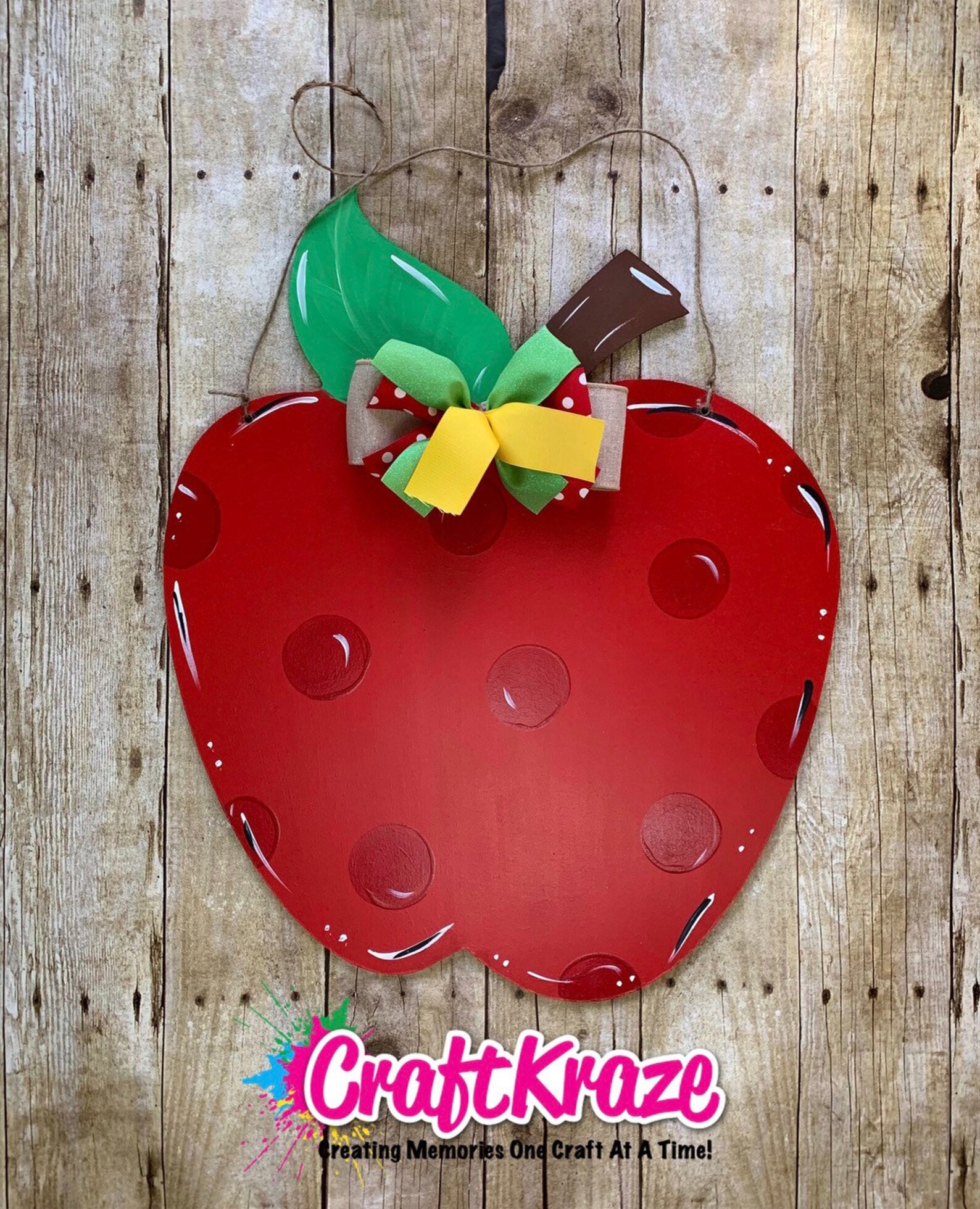 Apple Wooden Door Hanger Teacher Apple Gift Apple Door - Etsy