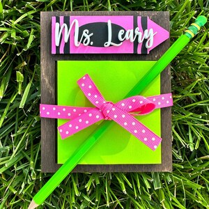 Teacher Sticky Note Holder, Personalized Teacher Gift, Custom Teacher ...