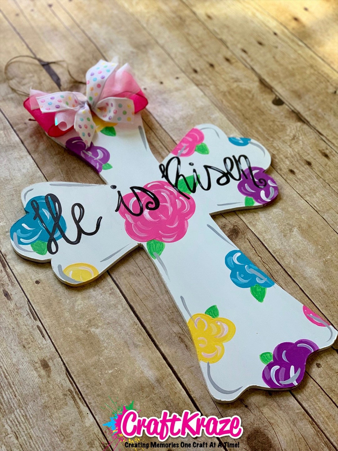 Cross Wooden Door Hanger, Easter Egg Door Decor,spring Wooden Door ...