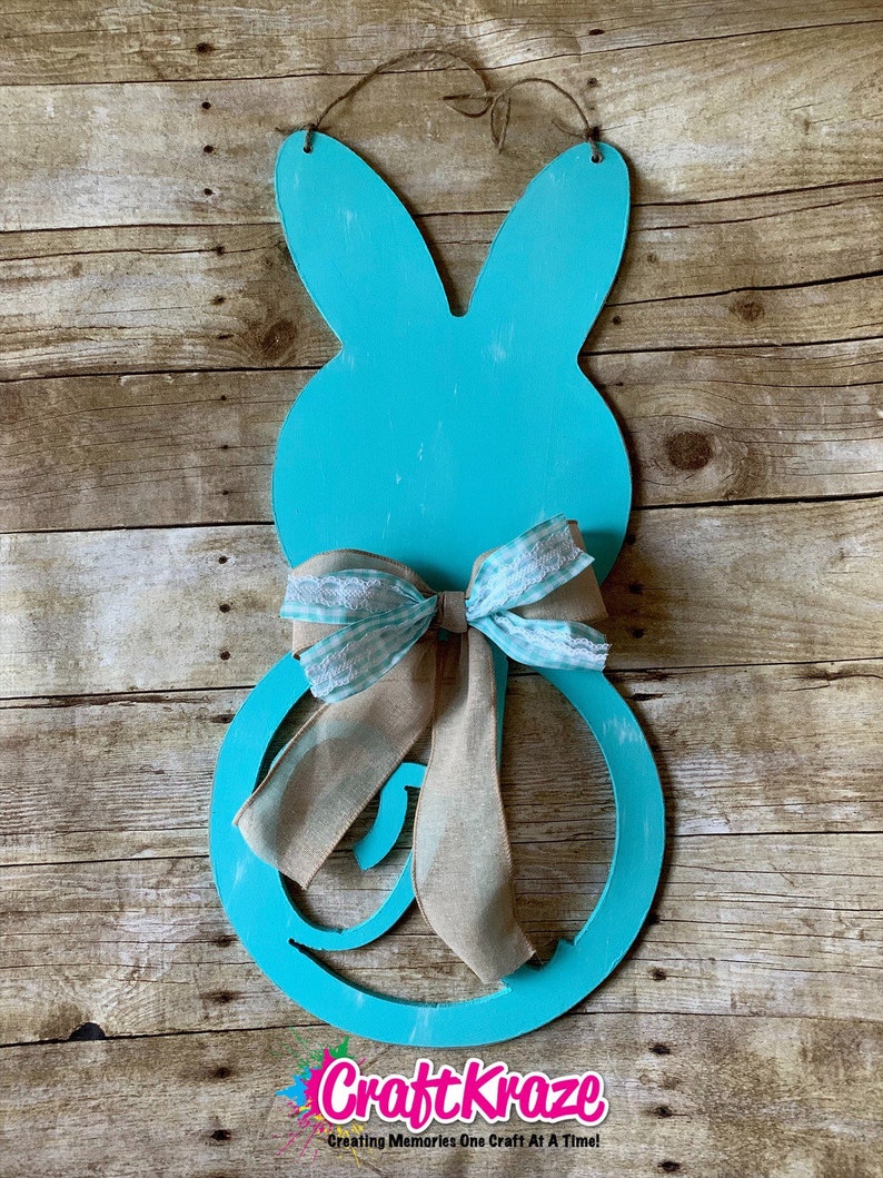 Monogram Bunny Wooden Door Decor Spring Wooden Door Decor | Etsy
