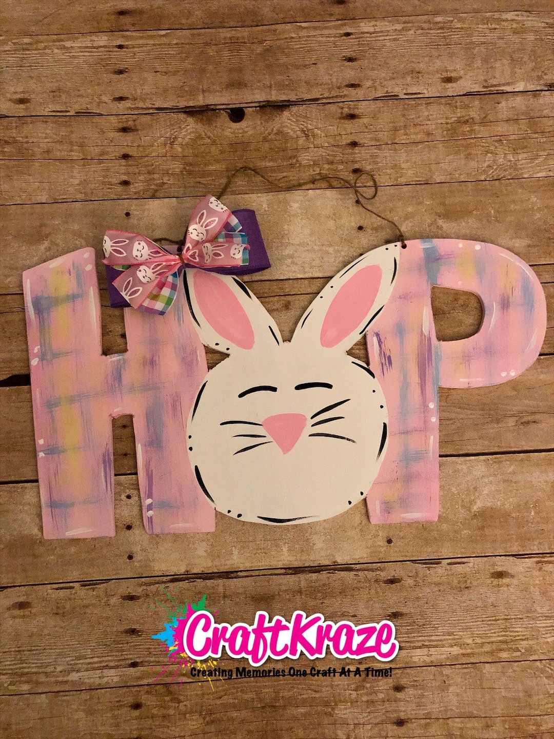 Hop Easter Wooden Door Hanger Spring Wooden Door Decor - Etsy