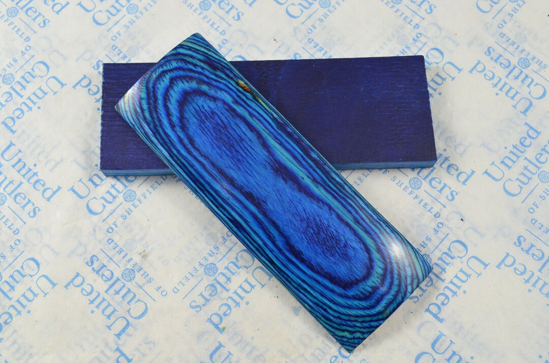 Pair of Electric Blue Laminated Wood Knife Scales Knife Making Parts ...