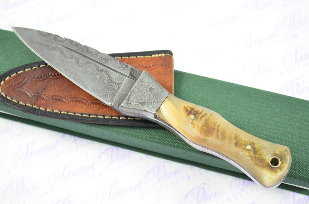 New Genuine Damascus Steel Bespoke Full Tang Rams Horn Scale Tang ...