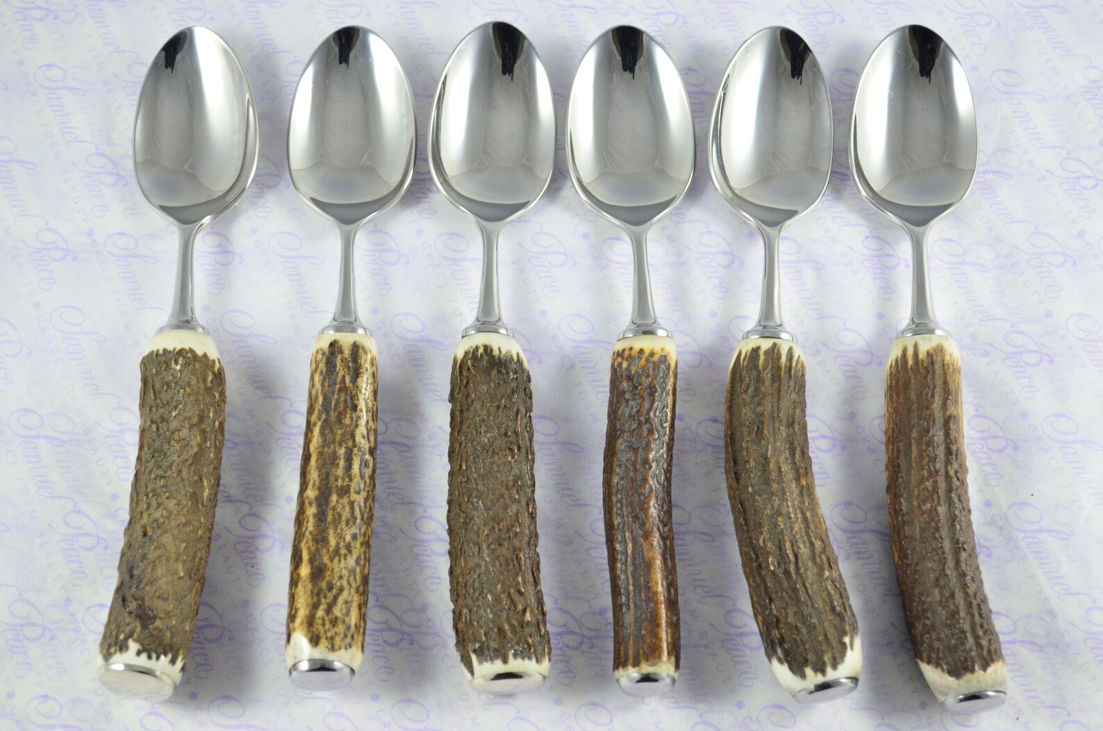 Six New Genuine Stag/antler Handle Dessert Spoons Boxed Made - Etsy