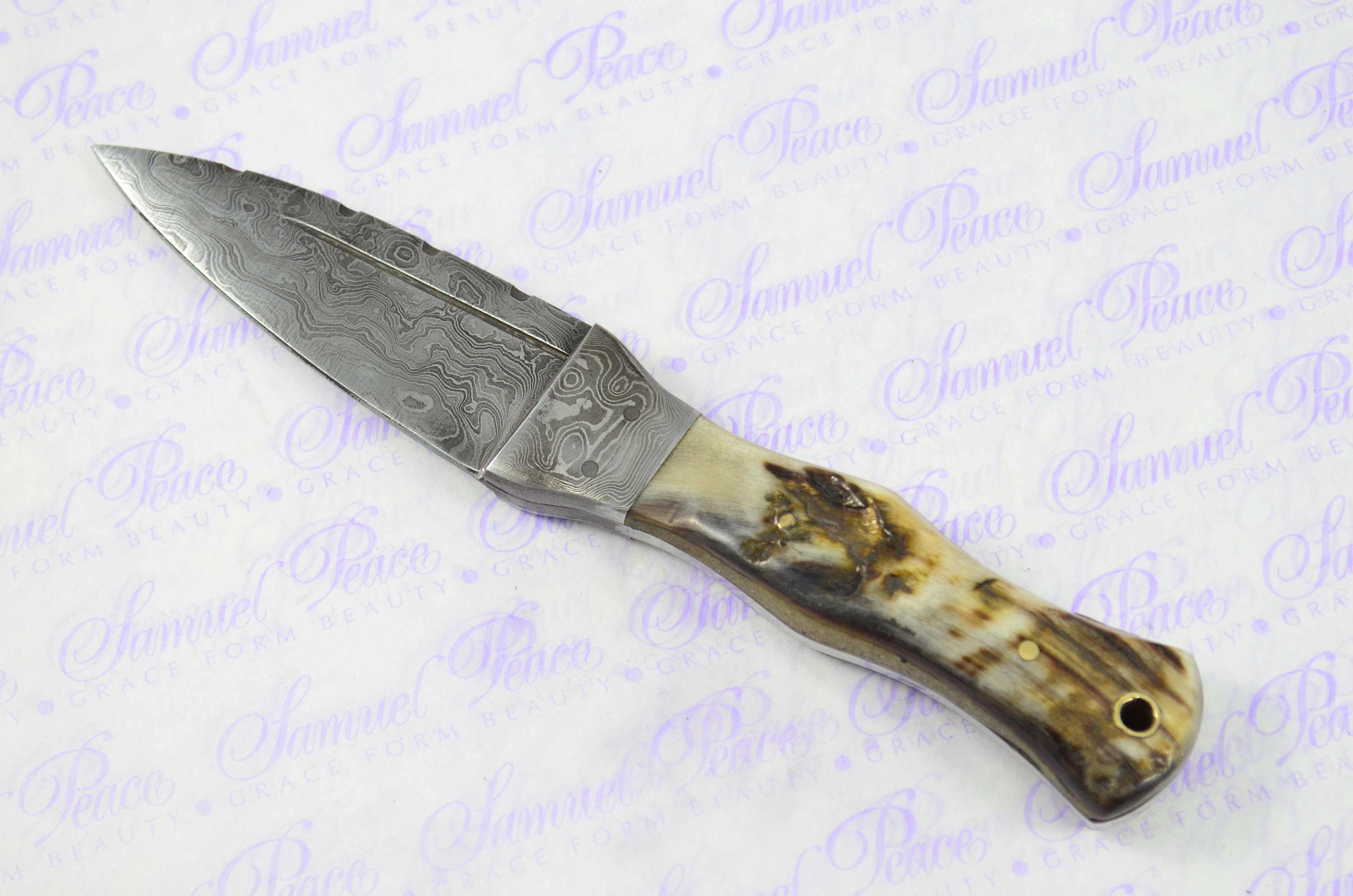 New Genuine Damascus Steel Bespoke Full Tang Rams Horn Scale Tang ...