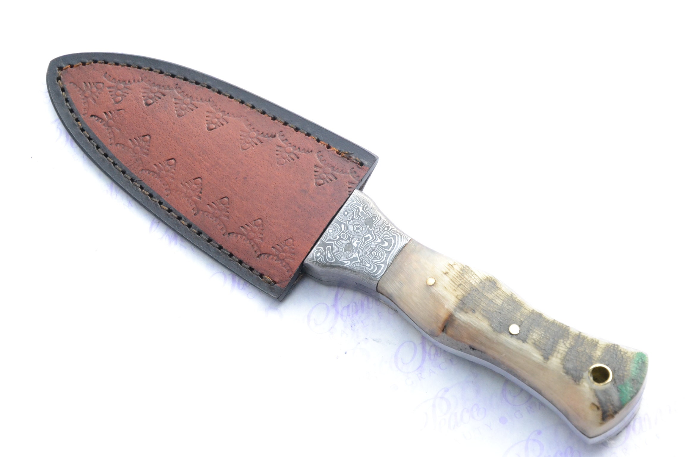 Unique New Genuine Damascus Steel Bespoke Full Tang Rams Horn | Etsy