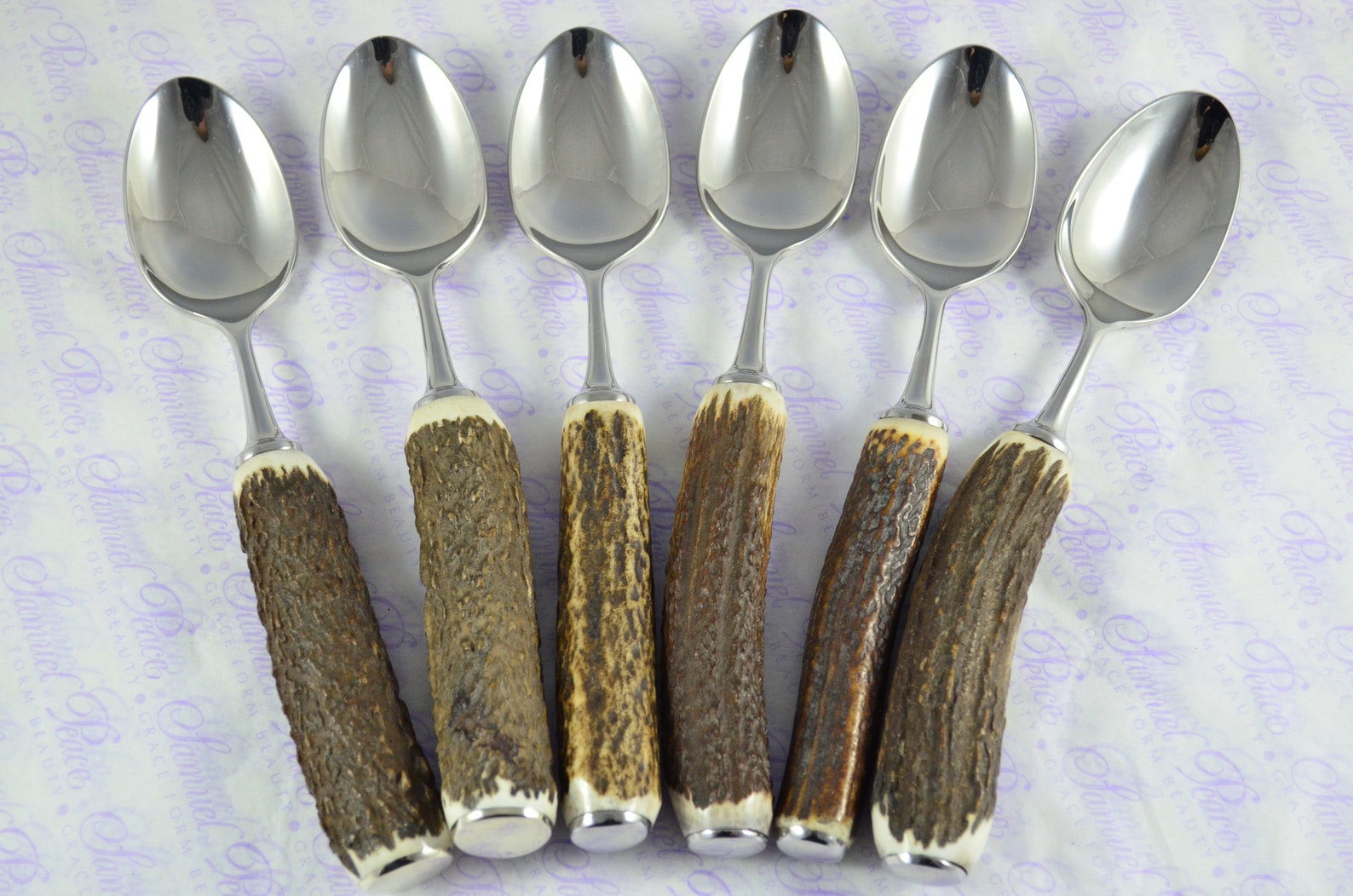 Six New Genuine Stag/antler Handle Dessert Spoons Boxed Made - Etsy
